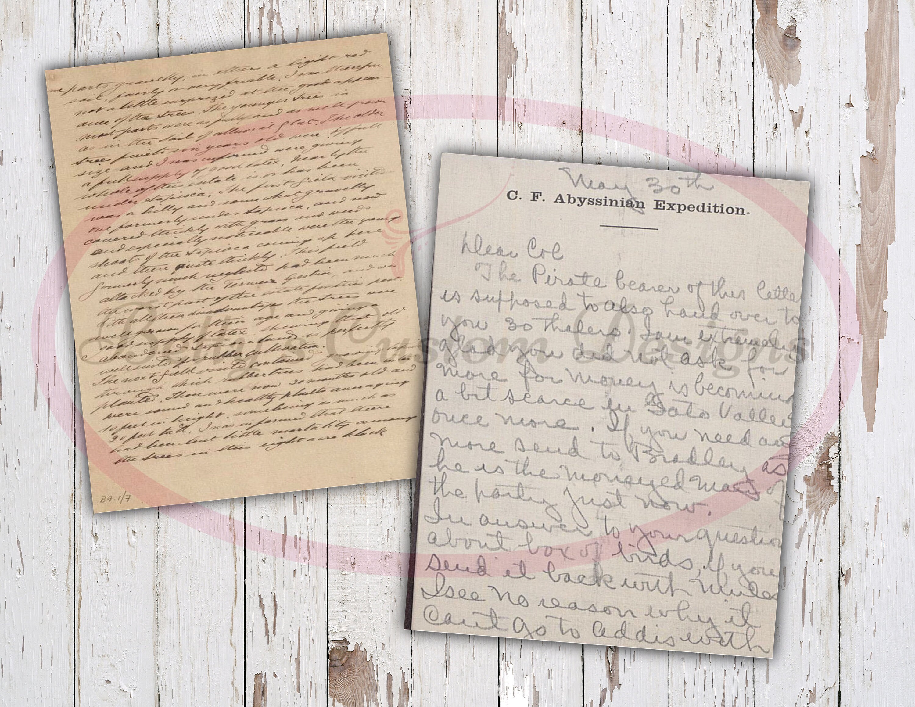 Printable Vintage Script Letters Paper Textures Digital - Etsy