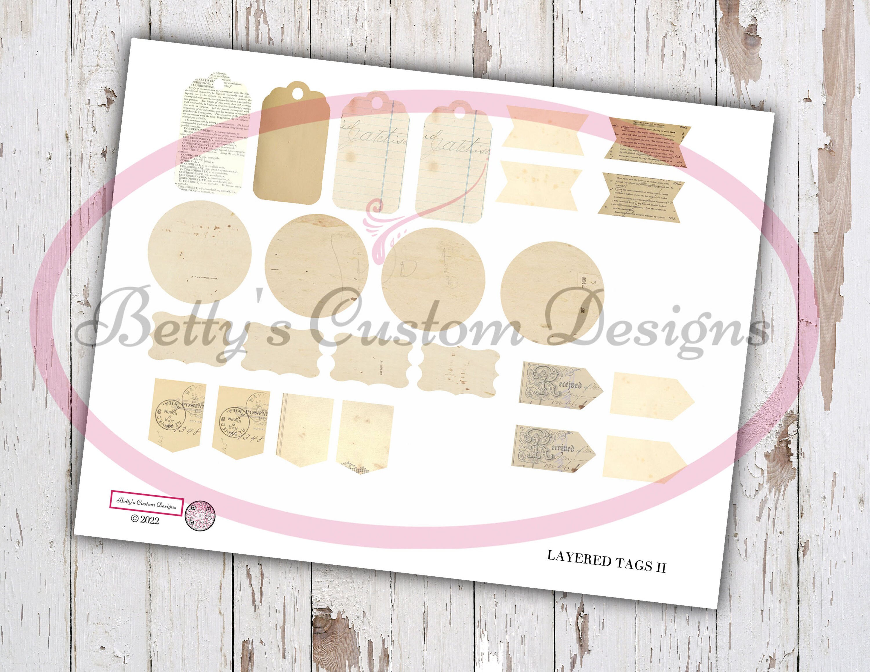 Layered Tags II Printable Tags Junk Journaling Digitals - Etsy