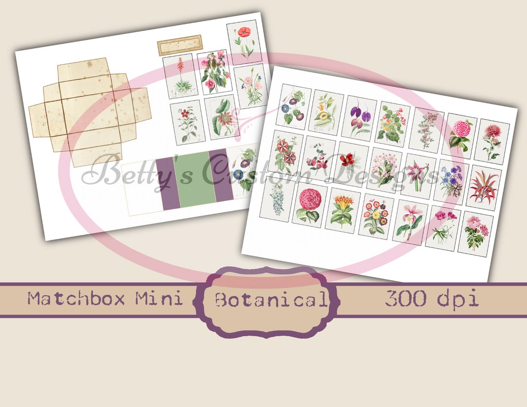Botanical Matchbox Mini - Junk Journal - Ephemera - Embellishment ...