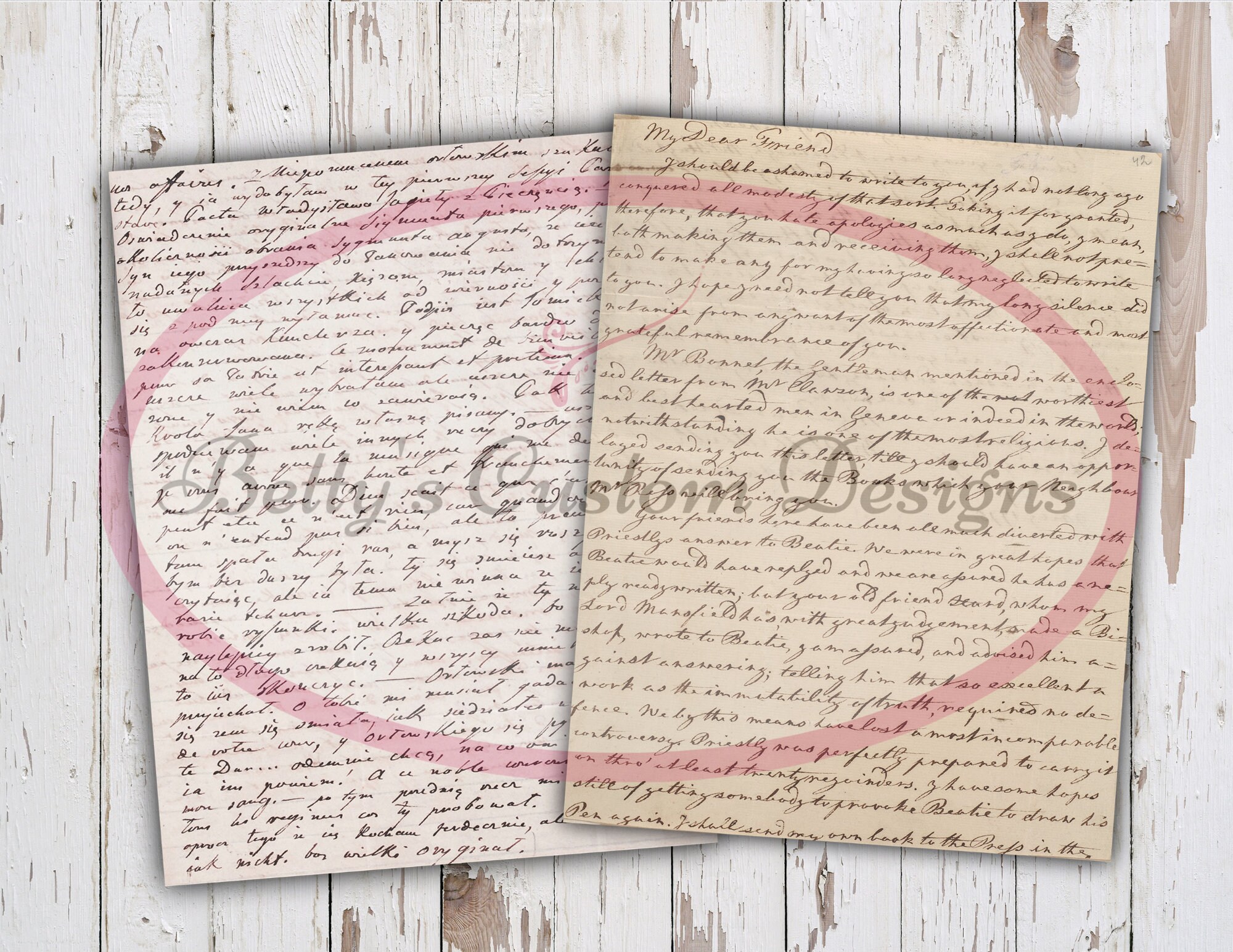 Vintage Script Letters Backgrounds Digital Paper Prints - Etsy