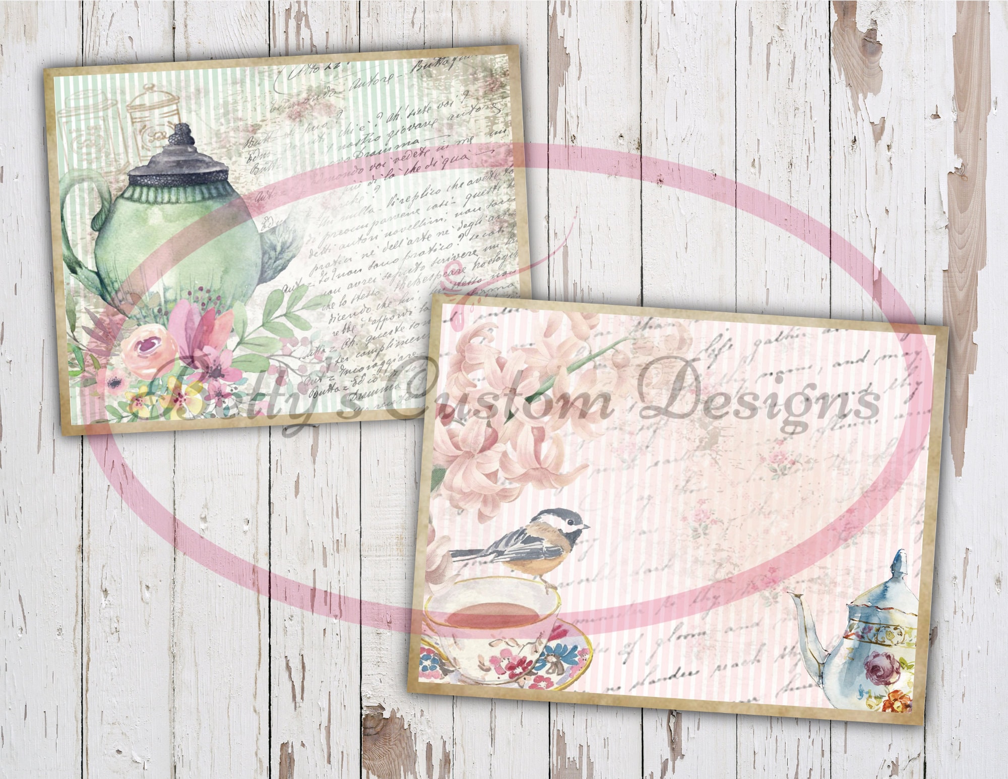 Tea Time - Garden Tea Party - Junk Journal Kit - Digital Paper Prints ...