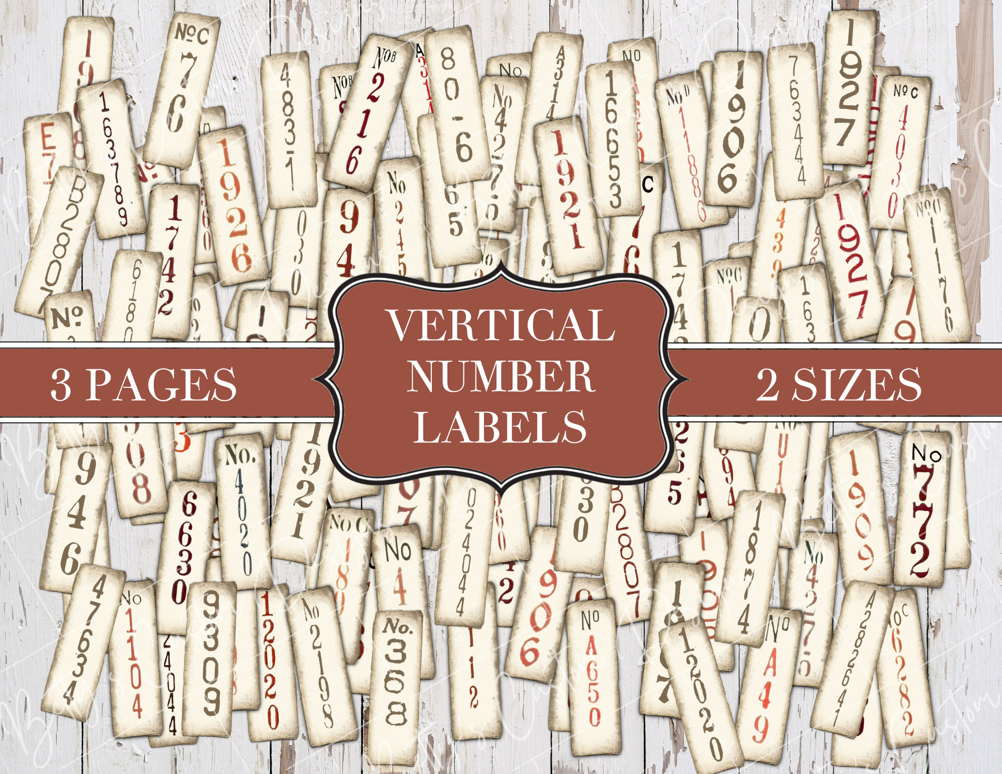 Vertical Number Labels - Junk Journal Ephemera - Digital - Printable ...