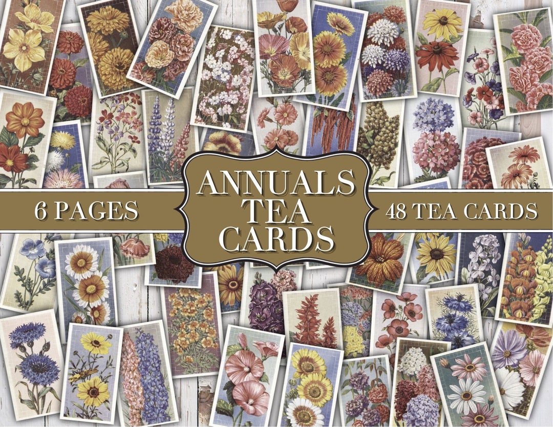 Annuals Faux Tea Cards - Digital Tea Cards - Junk Journal Ephemera ...