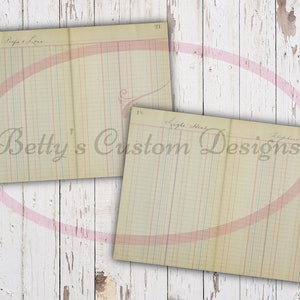 Vintage Double Fold Blank Ledger Pages - Digital Download - Printable ...
