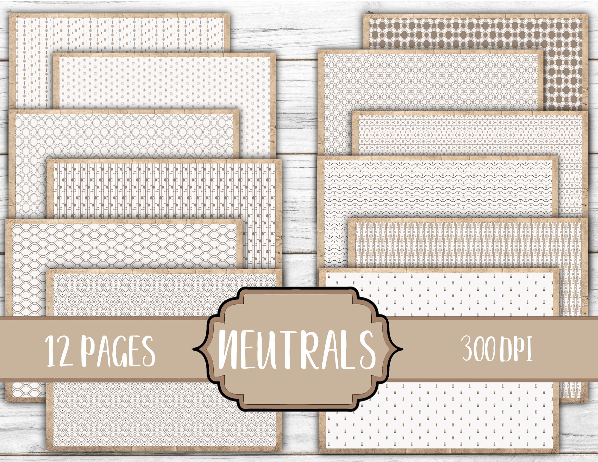 Neutrals Junk Journal Kit Digital Paper Prints Scrapbook - Etsy