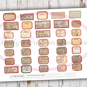 Field Note Labels - Random Labels - Junk Journal Ephemera ...