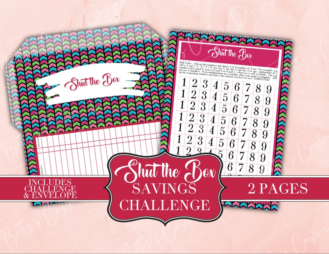 Shut the Box Savings Challenge Envelope & Tracker Included Cash ...