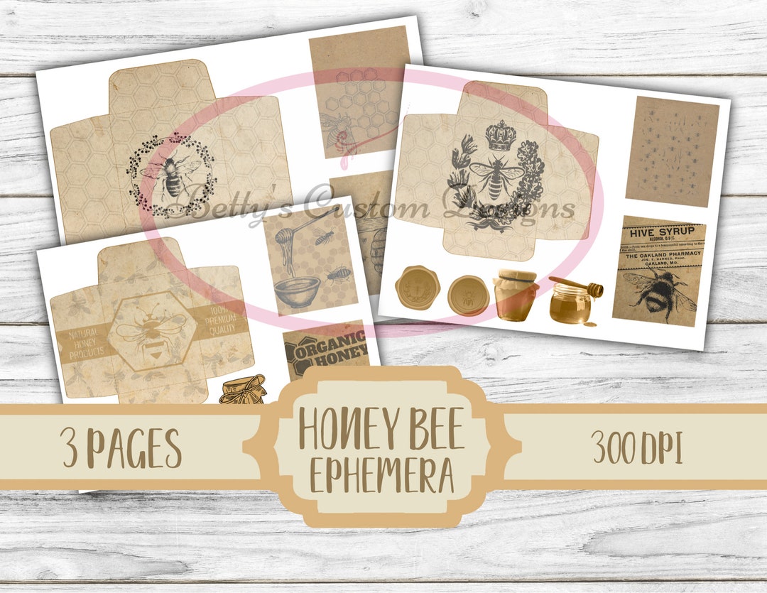 Honey Bee Ephemera - Beekeeper - Vintage Bees - Honey - Honeycomb ...