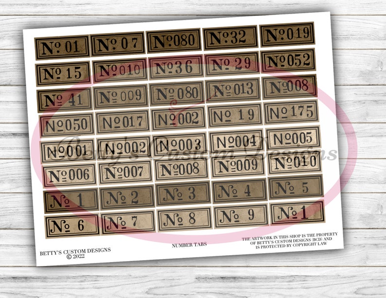 Number Tabs Number Labels Printable Ephemera Junk - Etsy Australia
