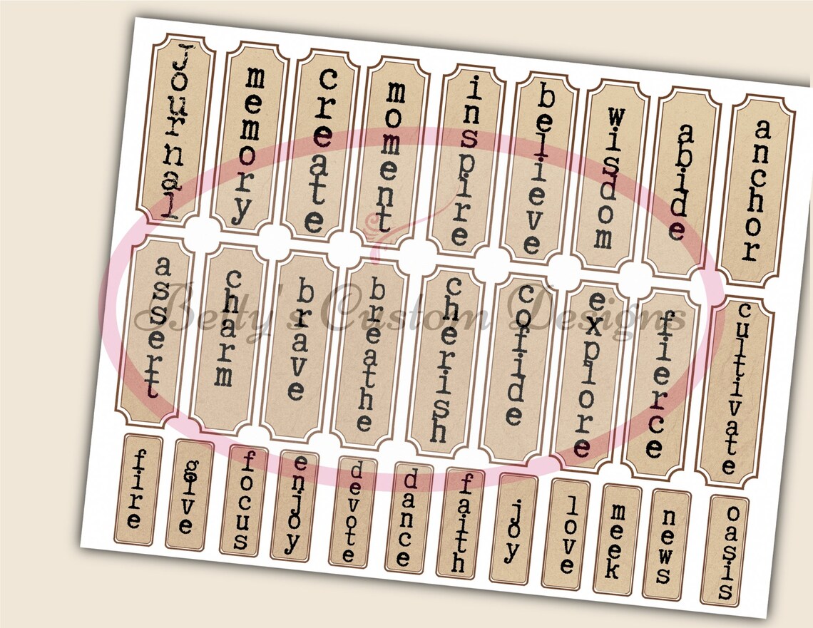 Vertical Word Labels Phrases Typewriter Font Printable - Etsy