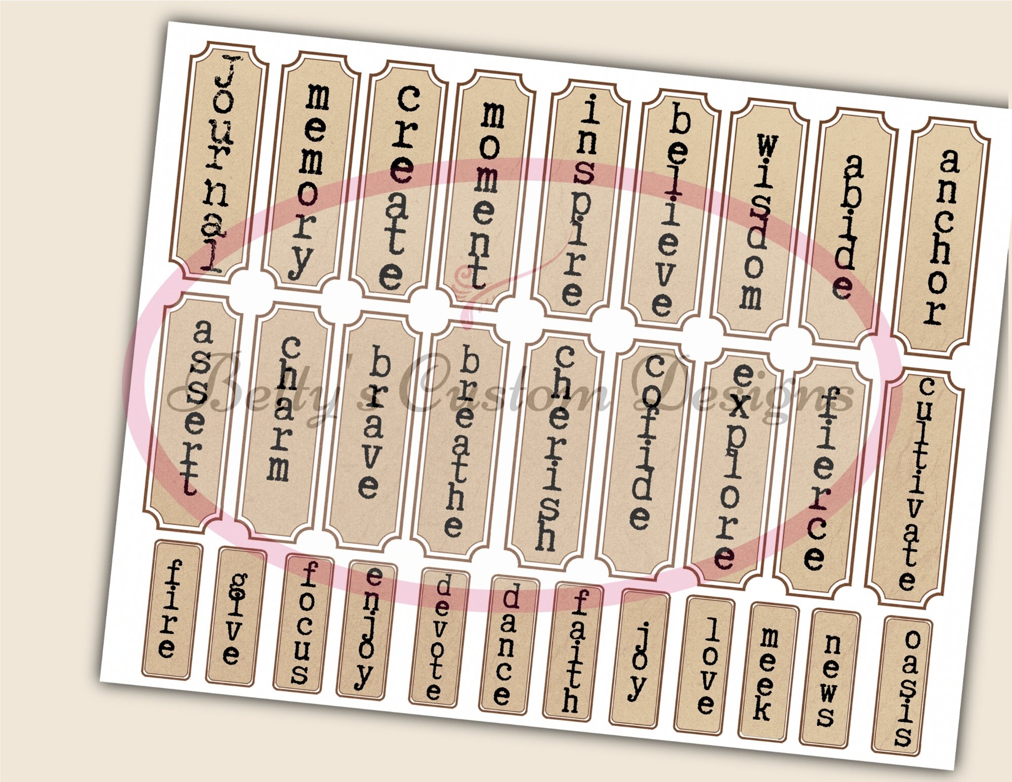 Vertical Word Labels Phrases Typewriter Font Printable - Etsy