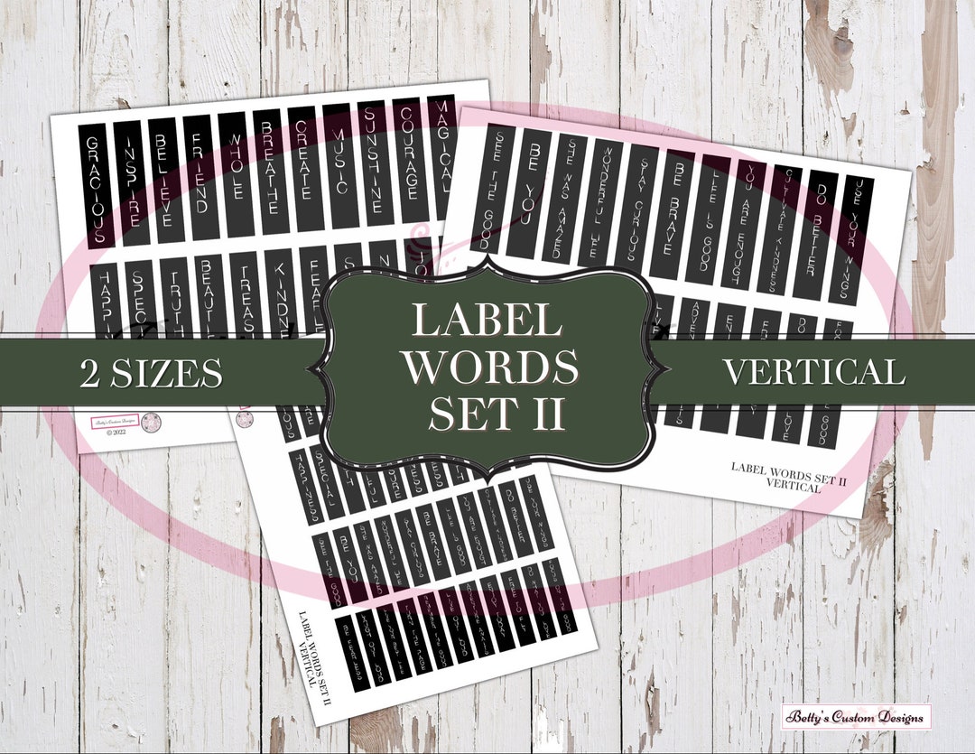 Label Words Set II Vertical Label Phrases Digital Typewriter Font ...