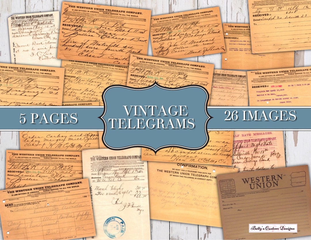 Vintage Western Union Telegrams - Digital Download - Printable - Junk ...