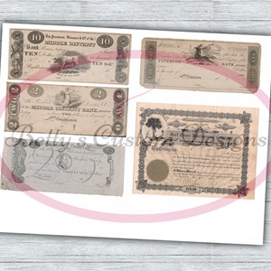 Vintage Bank Notes Vintage Checks Cheque Printable Journal Cards ...