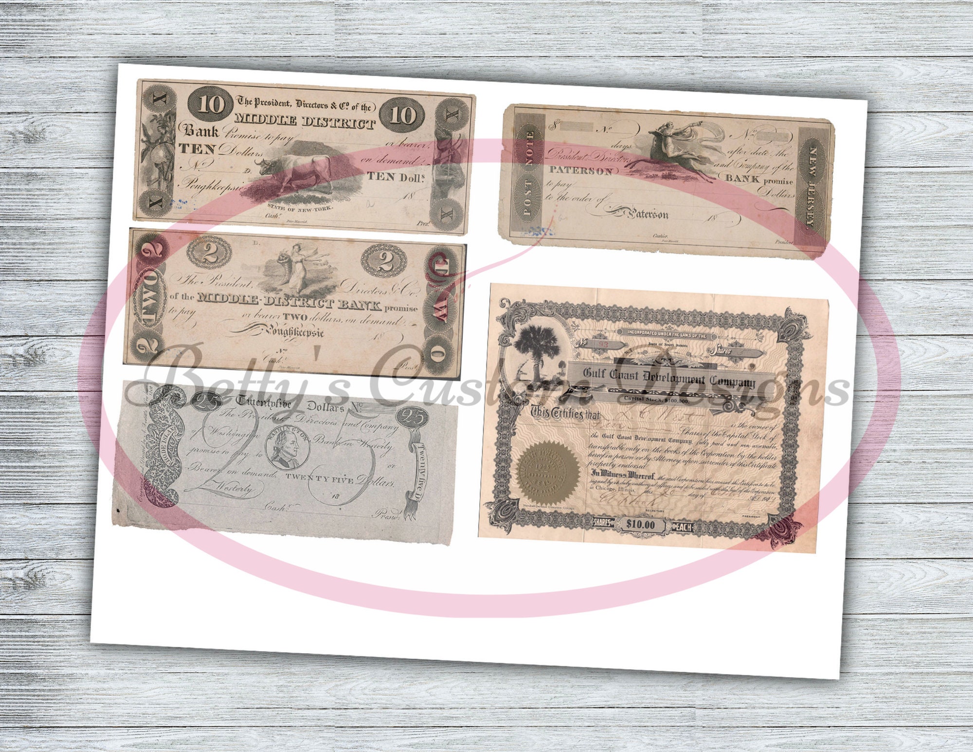 Vintage Bank Notes Vintage Checks Cheque Printable - Etsy