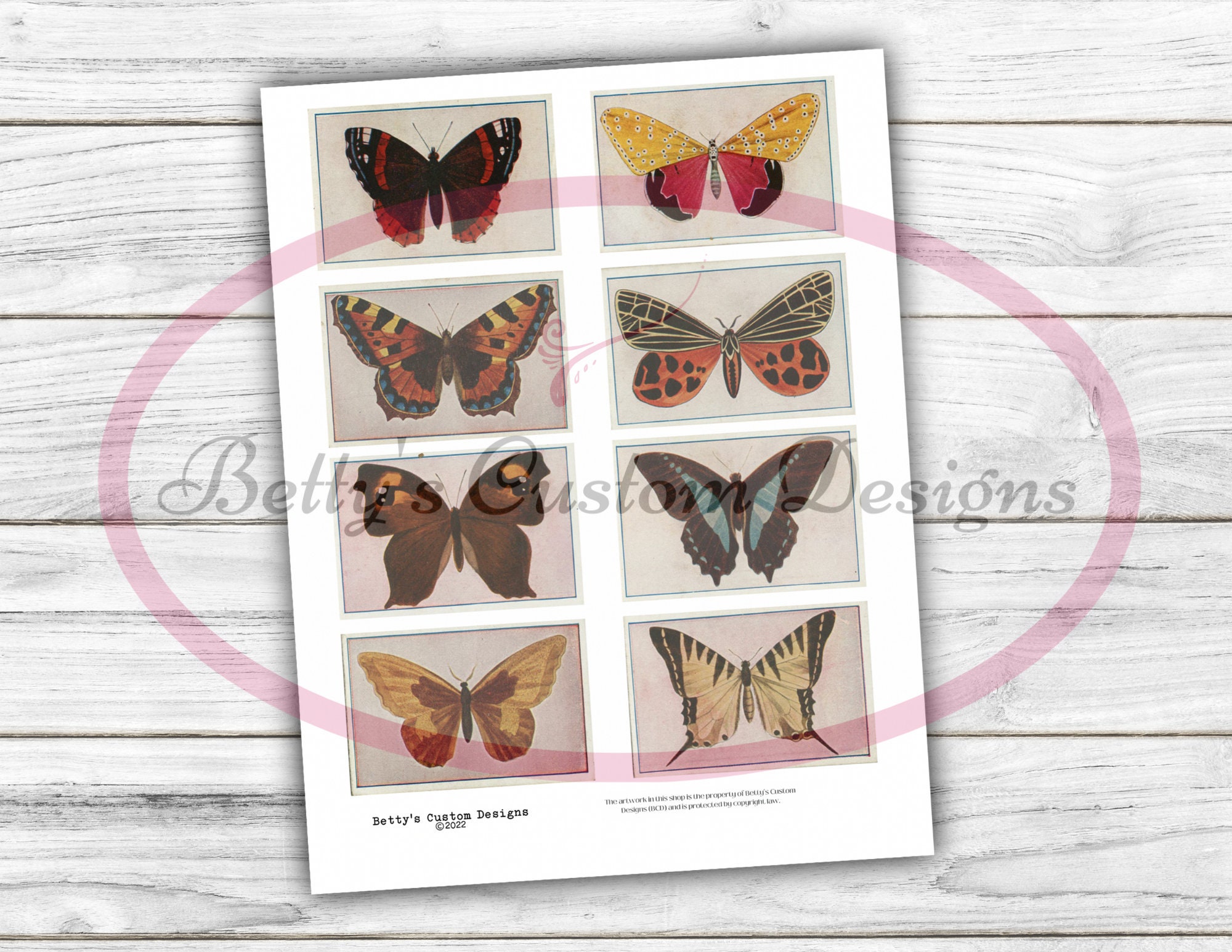 Butterfly & Moth ATC Cards Printable Ephemera Collage Sheets | Etsy