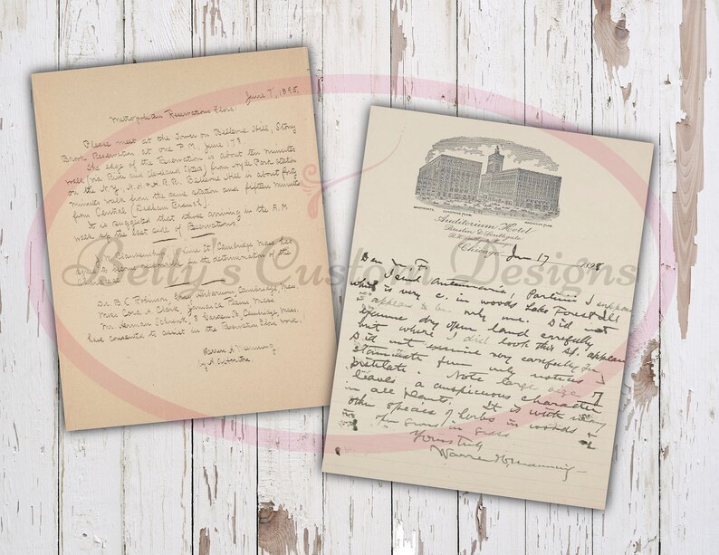 Printable Vintage Script Letters Paper Textures Digital - Etsy