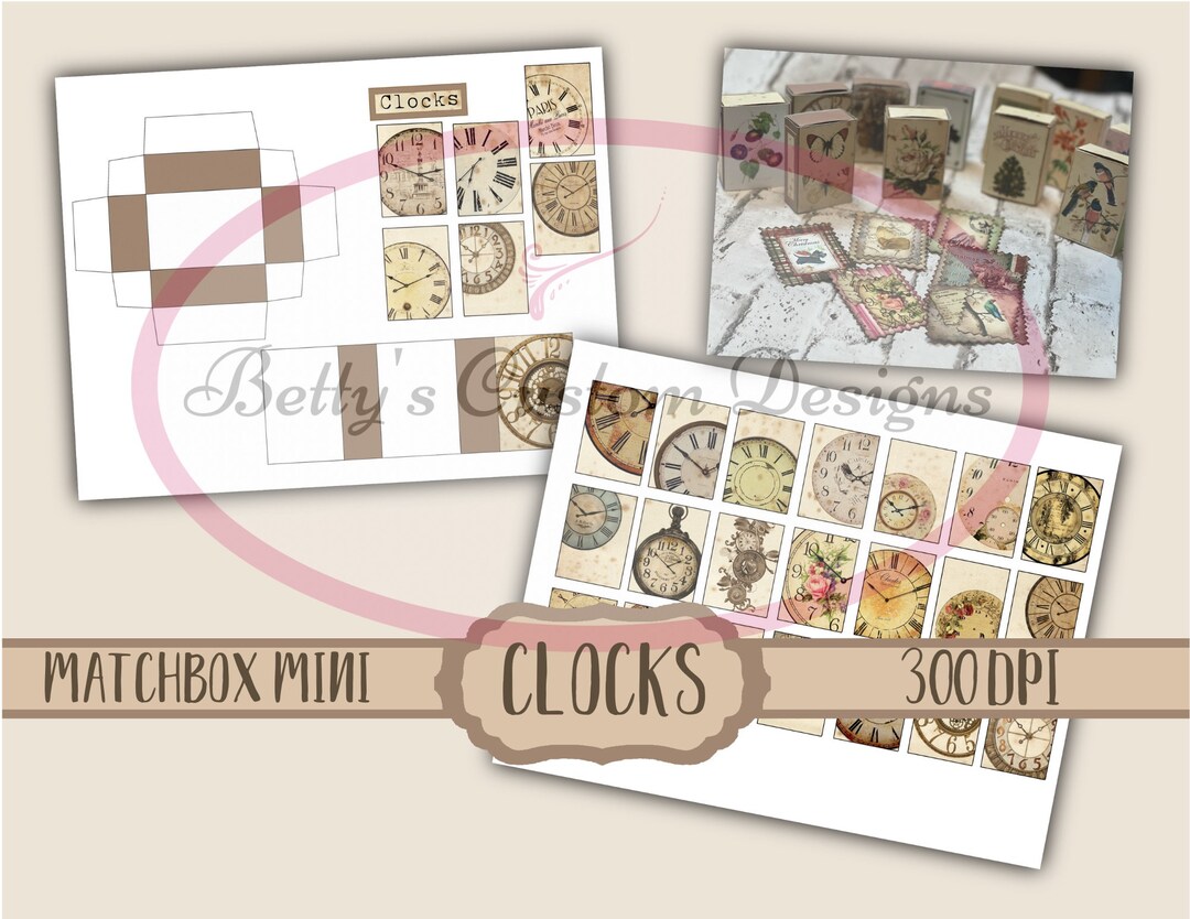 Clocks Matchbox Mini - Junk Journal - Ephemera - Embellishment ...