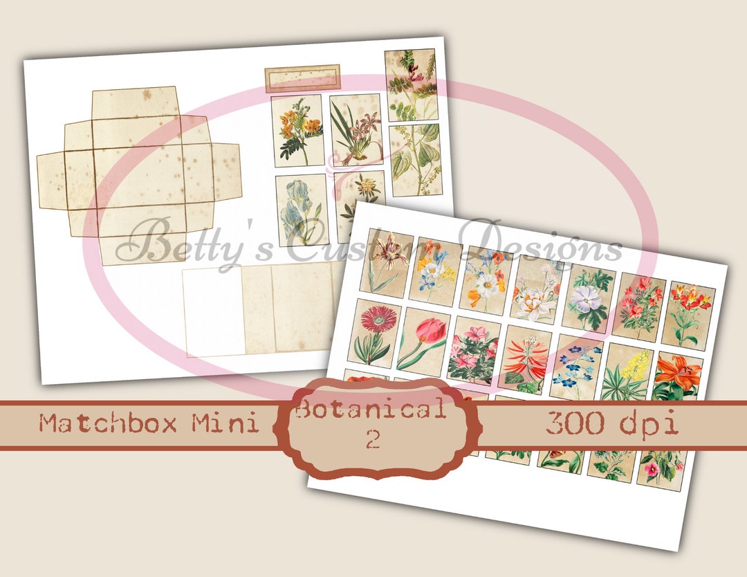 Botanical 2 Matchbox Mini - Junk Journal - Ephemera - Embellishment ...