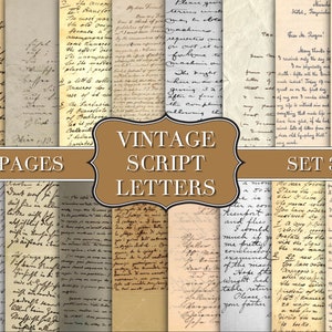 Vintage Script Letters Backgrounds - Set 3 - Digital Paper Prints ...