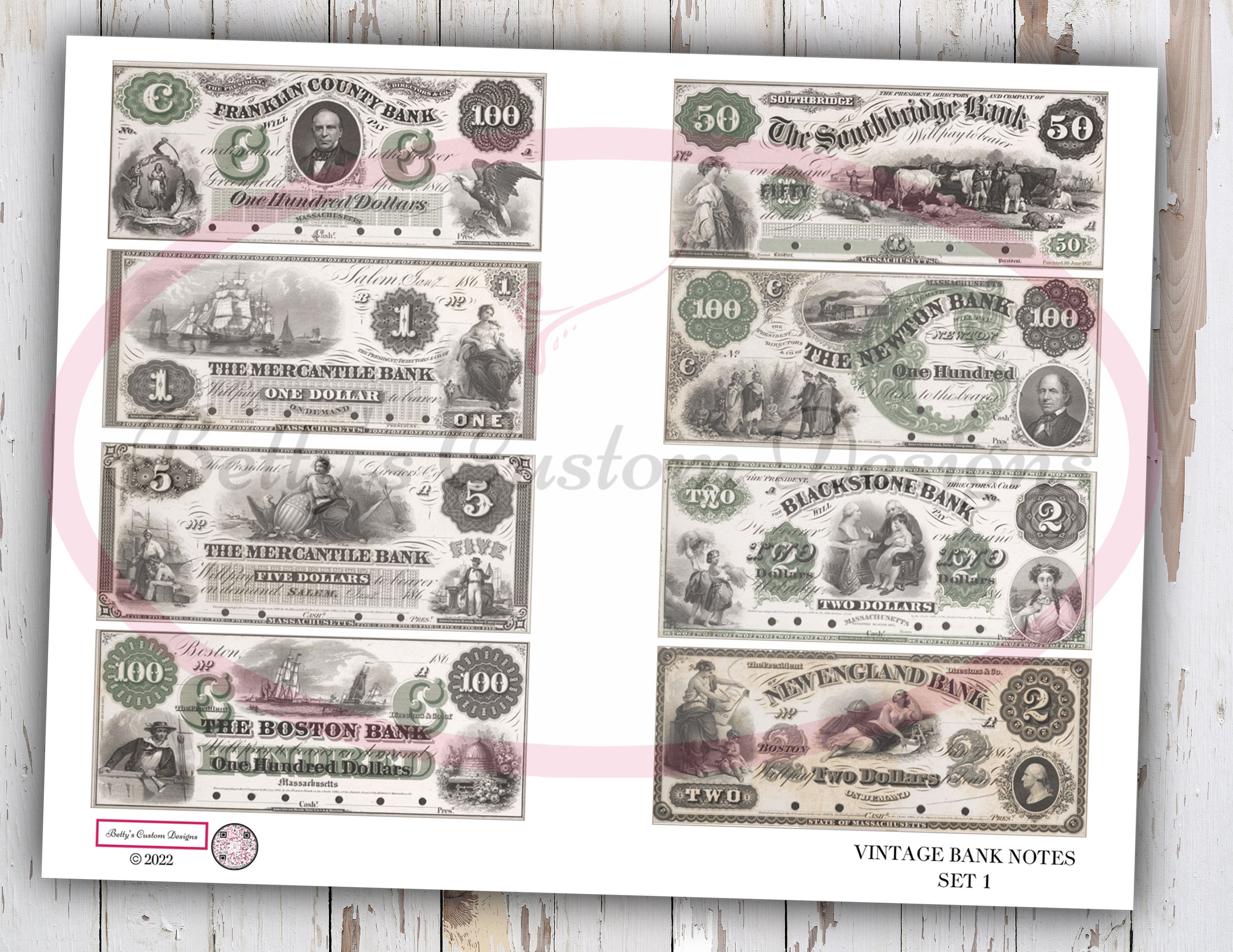 Vintage Bank Notes - Set 1 - Ephemera Pack - Junk Journal ...