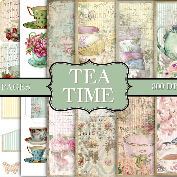 Digital Paper Digital Journal Kit "tea Time Party - Etsy