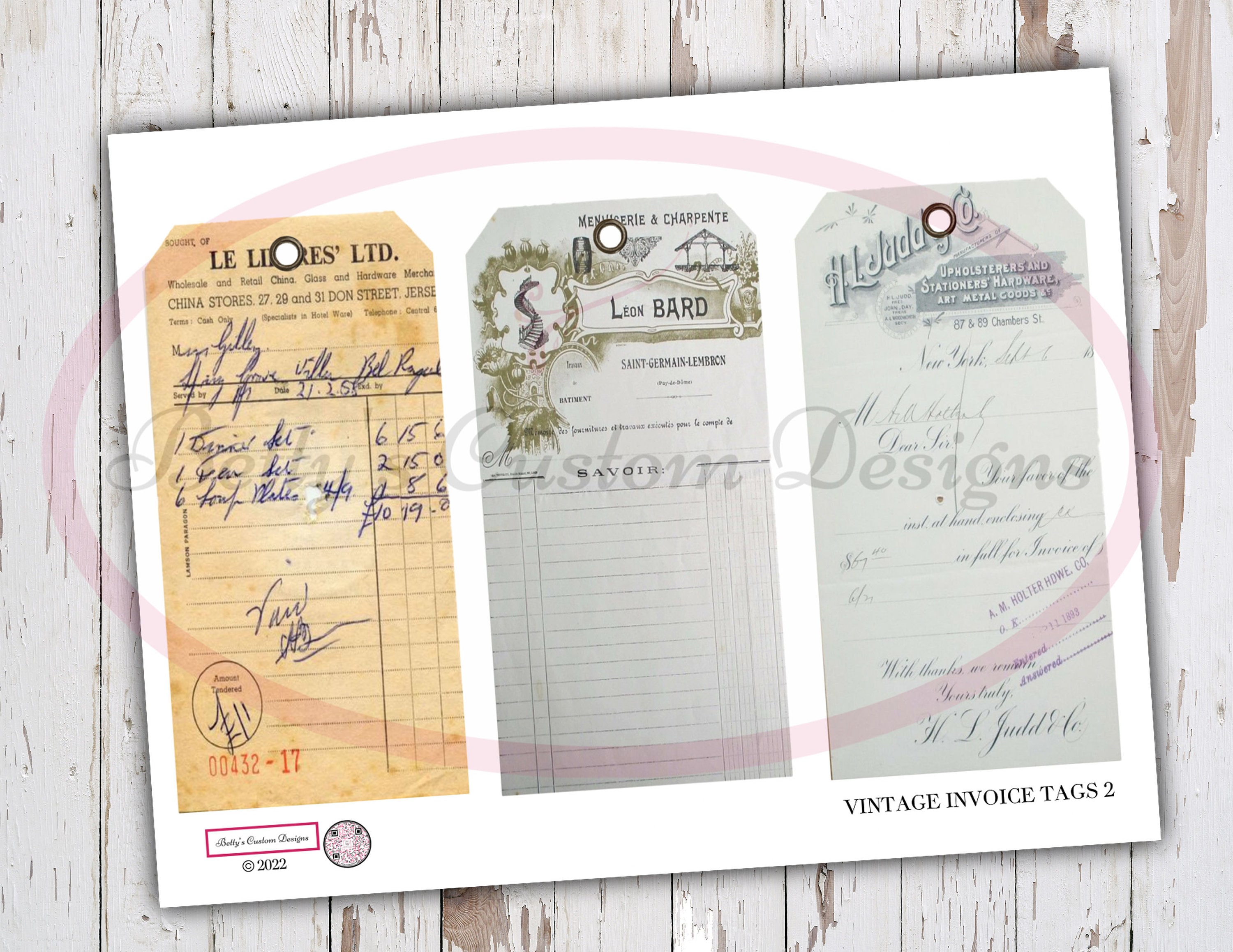 Vintage-style Invoice Tags 2 Printable Tags Junk - Etsy