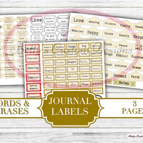 Distressed Words Vintage Labels Word Label Junk Journal - Etsy