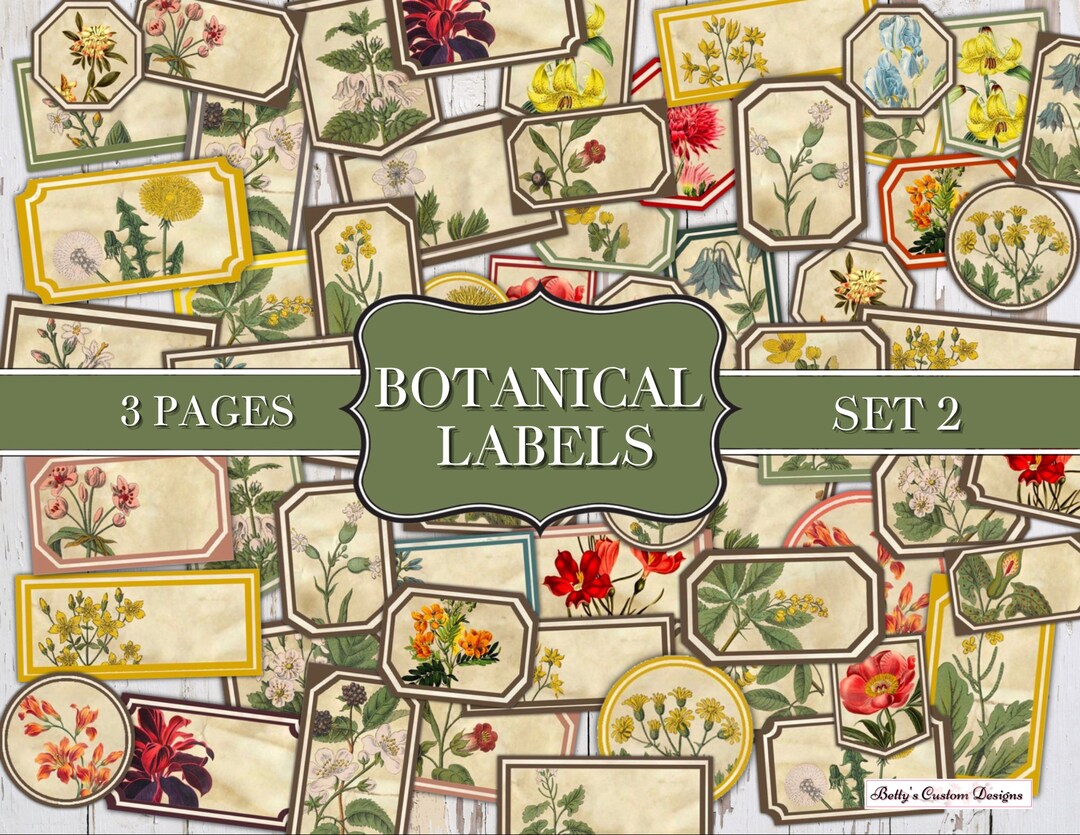 Botanical Labels Set 2 - Junk Journal Word Labels - Junk Journal ...