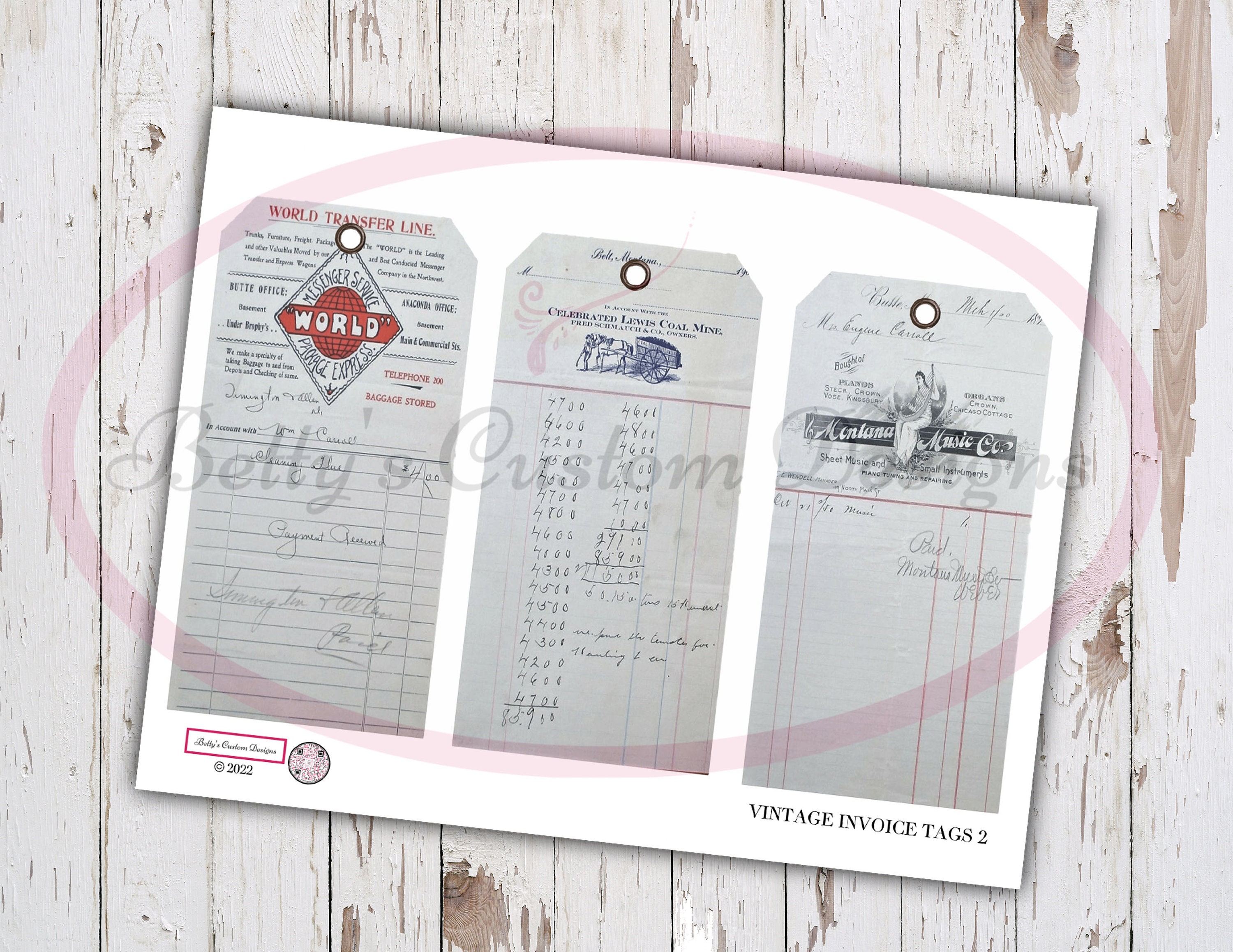 Vintage-style Invoice Tags 2 Printable Tags Junk - Etsy