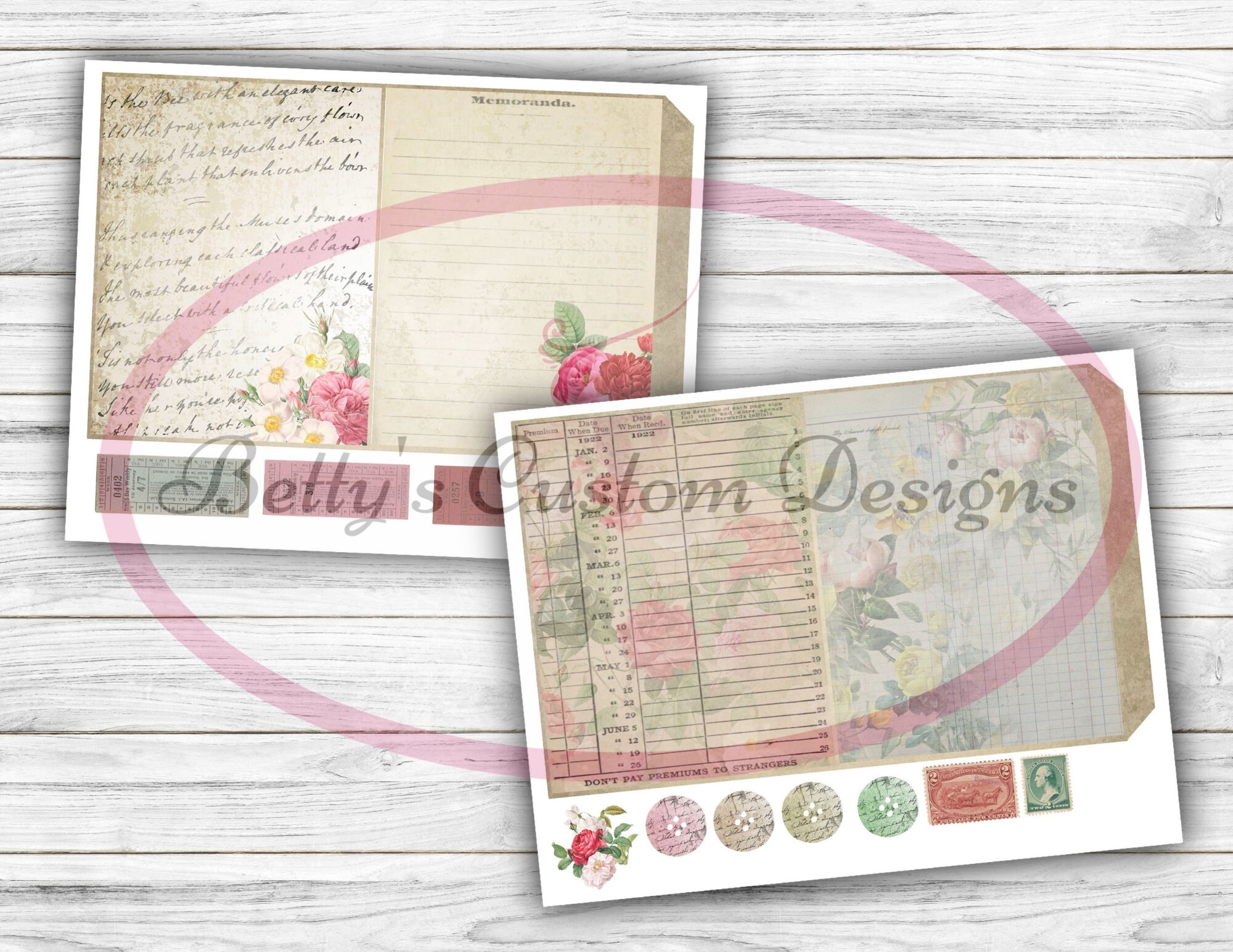 Vintage Floral Journal Kit Digital Download Full Journal | Etsy