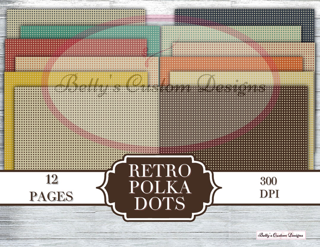 Retro Polka Dots - Junk Journal Kit - Digital Paper Prints - Scrapbook ...