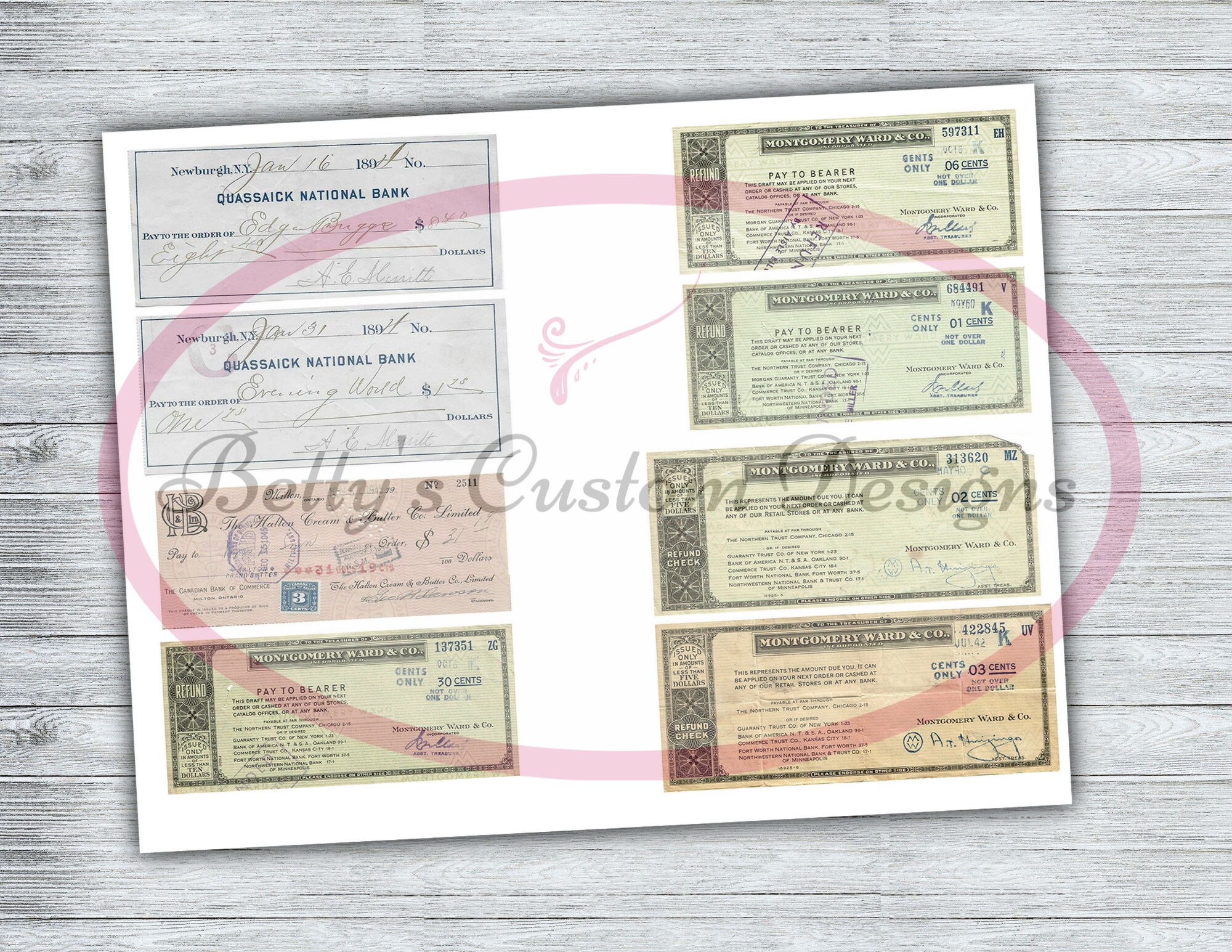 Vintage Bank Notes Vintage Checks Cheque Printable - Etsy