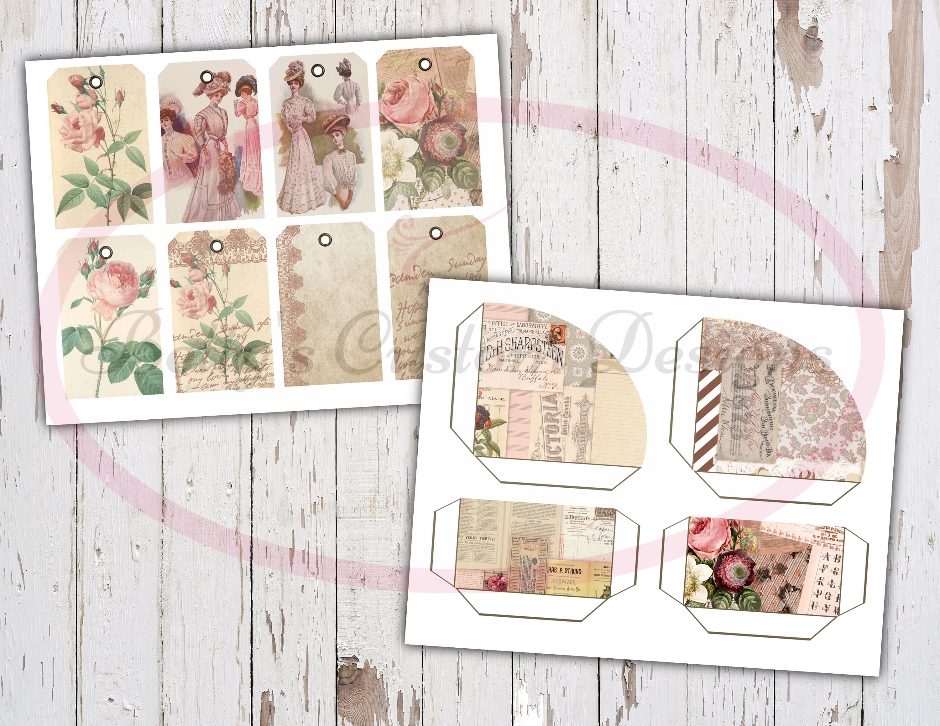 Ledger & Roses Junk Journal Kit - Digital Paper Prints - Scrapbook ...