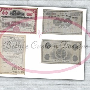 Vintage Bank Notes Vintage Checks Cheque Printable Journal Cards ...