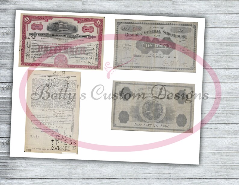 Vintage Bank Notes Vintage Checks Cheque Printable - Etsy