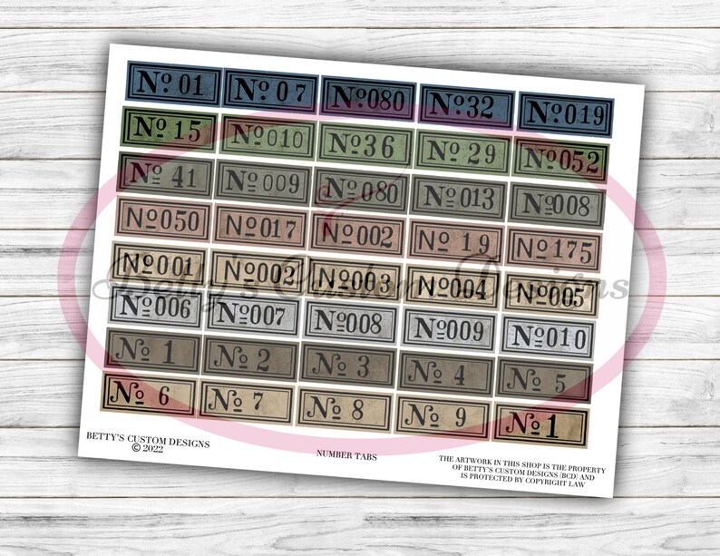Number Tabs Number Labels Printable Ephemera Junk - Etsy Australia