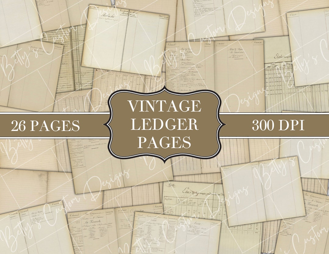 Vintage Ledger Pages - Digital Download - Printable - Junk Journal ...