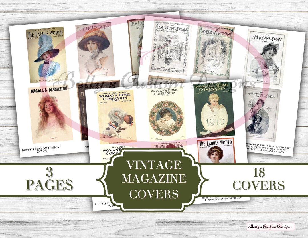Vintage Magazine Covers ATC Size Digital Download Printable Ephemera ...