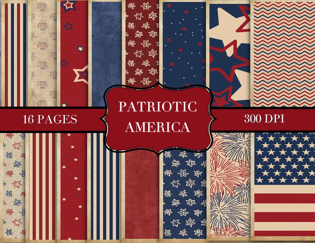 Patriotic America Junk Journal Kit - Digital Paper Prints - Scrapbook ...