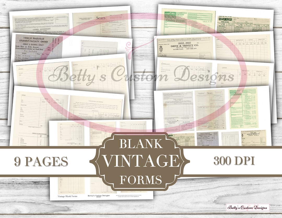 Vintage Blank Forms - Ephemera Cards - Ledger - Invoice - Junk Journal ...