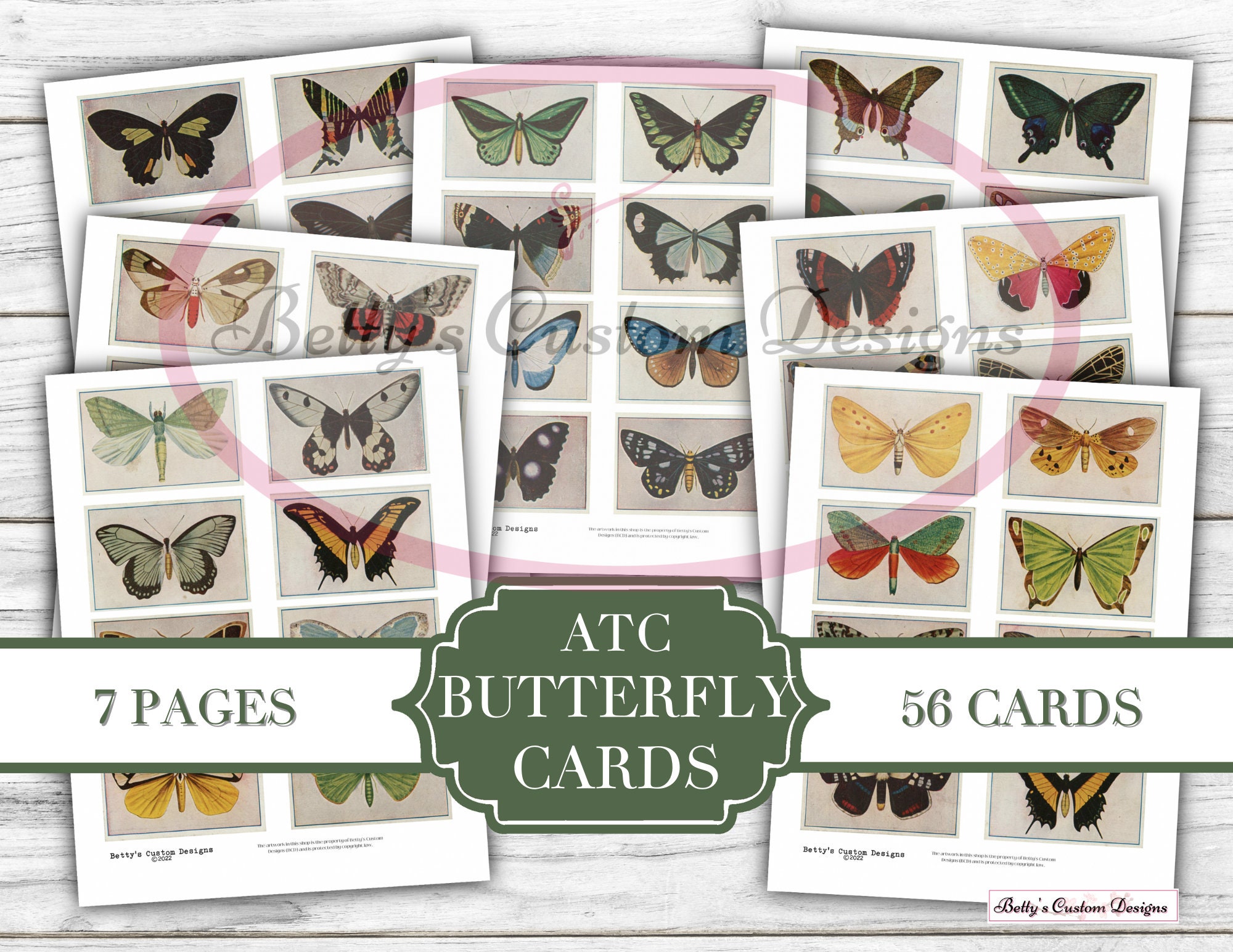 Butterfly & Moth ATC Cards Printable Ephemera Collage Sheets | Etsy