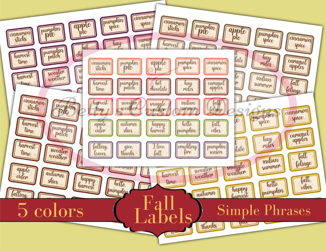 Fall Simple Phrases Labels Typewriter Font autumn Phrases Printable ...