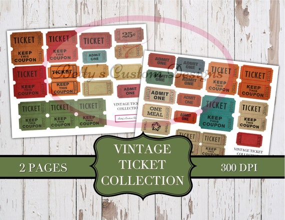 Vintage Ticket Collection Printable Ephemera Junk | Etsy