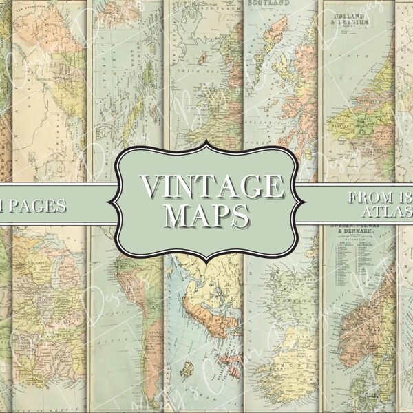 Vintage Atlas Pages - Etsy