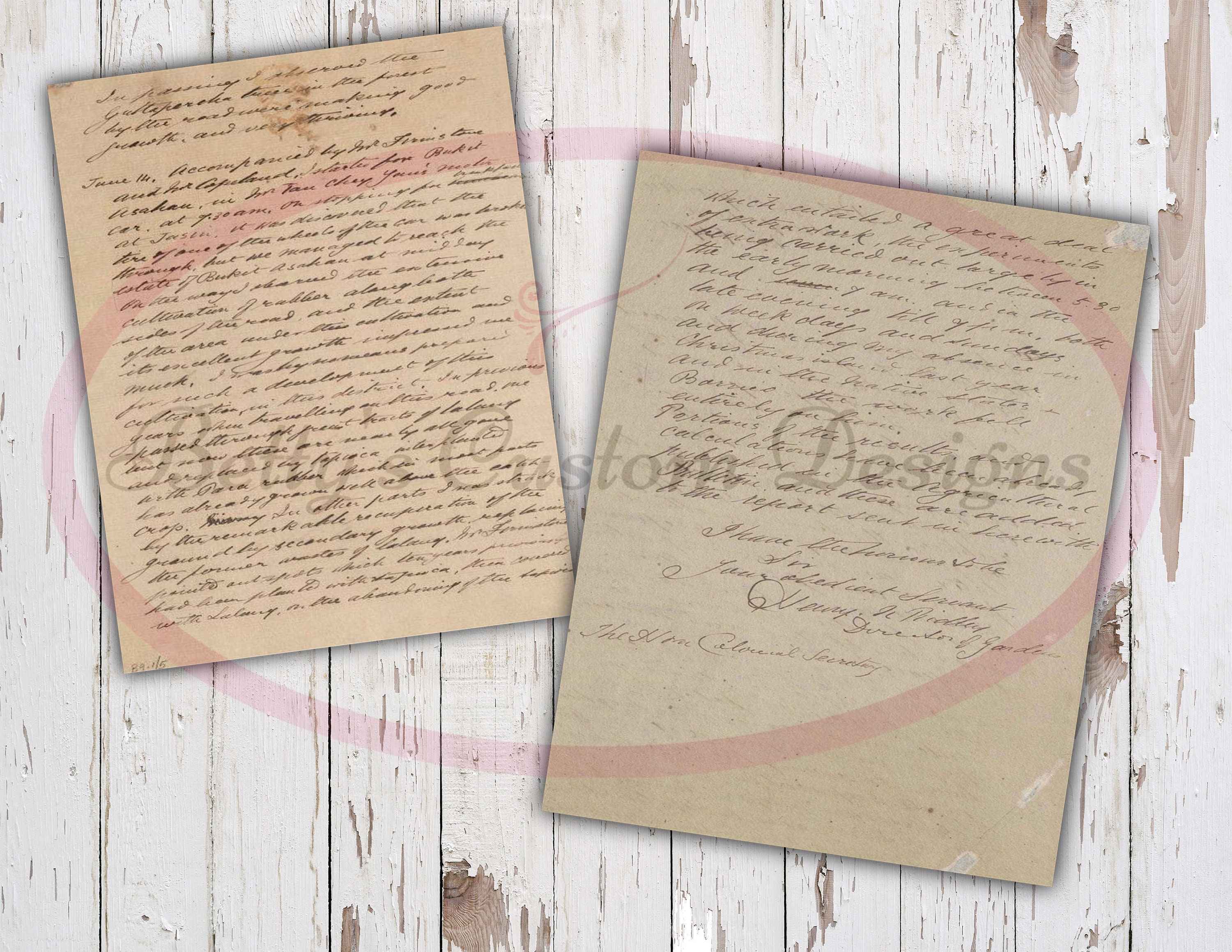 Printable Vintage Script Letters Paper Textures Digital - Etsy