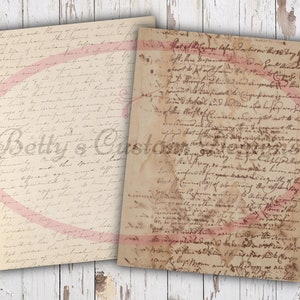 Vintage Script Letters Backgrounds - Set 2 - Digital Paper Prints ...