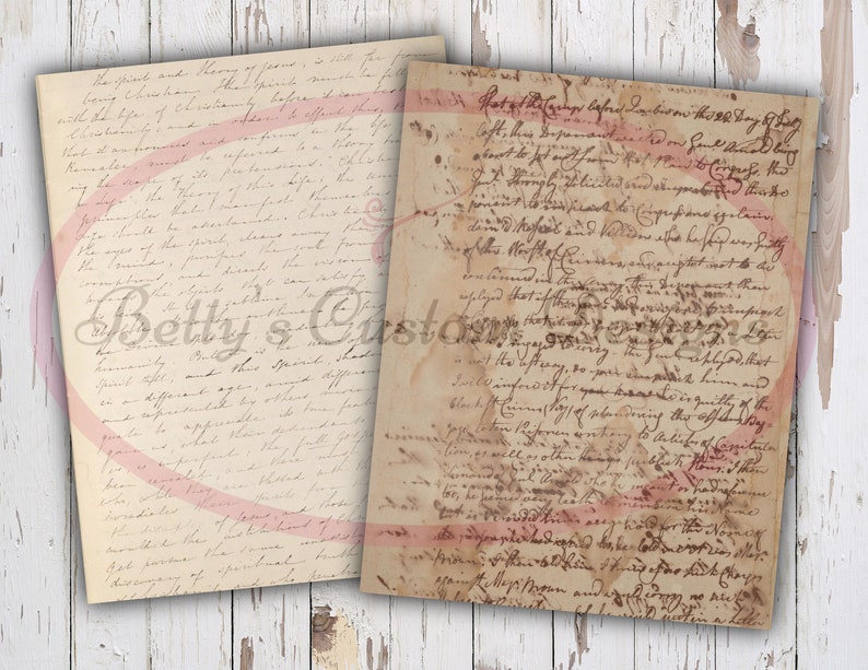 Vintage Script Letters Backgrounds Set 2 Digital Paper - Etsy