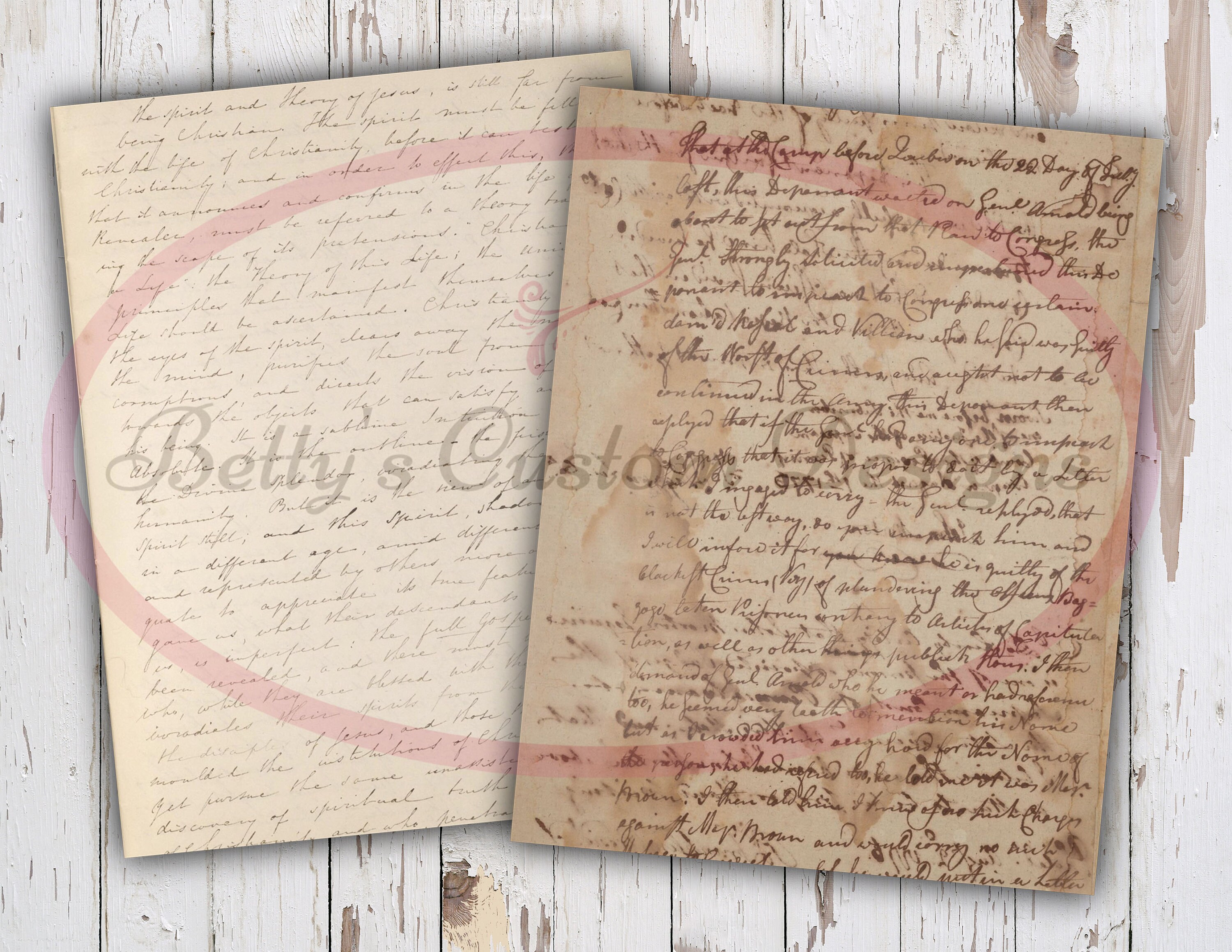 Vintage Script Letters Backgrounds Set 2 Digital Paper - Etsy