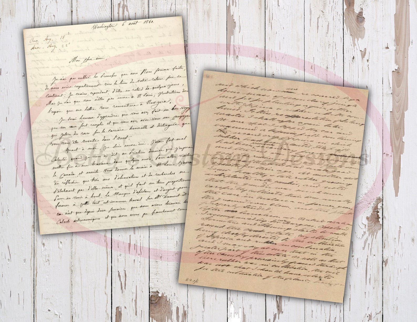 Printable Vintage Script Letters Paper Textures Digital - Etsy